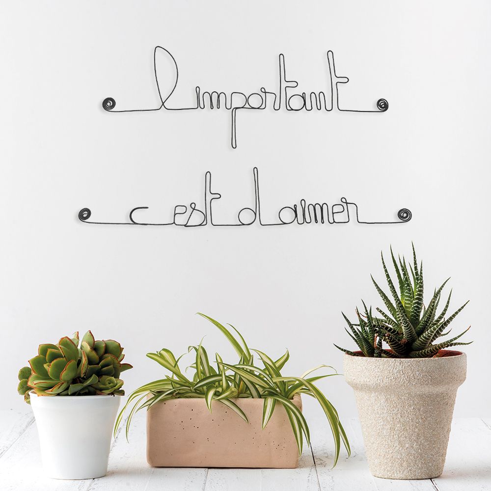 Citation en fil de fer : L'important c'est d'aimer - Bijoux de Mur